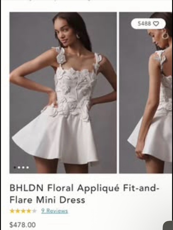 BHLDN | Dresses | Bhldn Cream 3d Floral Appliqu Mini Dress | Poshmark